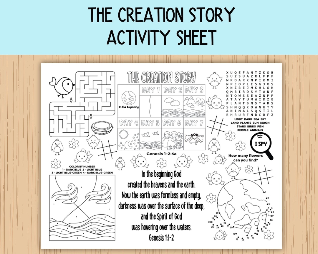 The Creation Story Activity Sheet, Children's Church, Bible Activity ...
