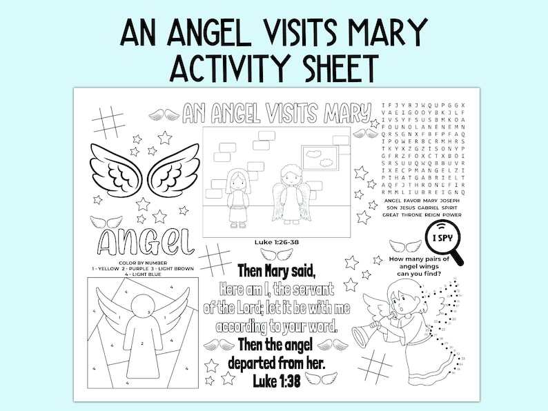 An Angel Visits Mary Activity Sheet, Children's Church Activity, Bible ...
