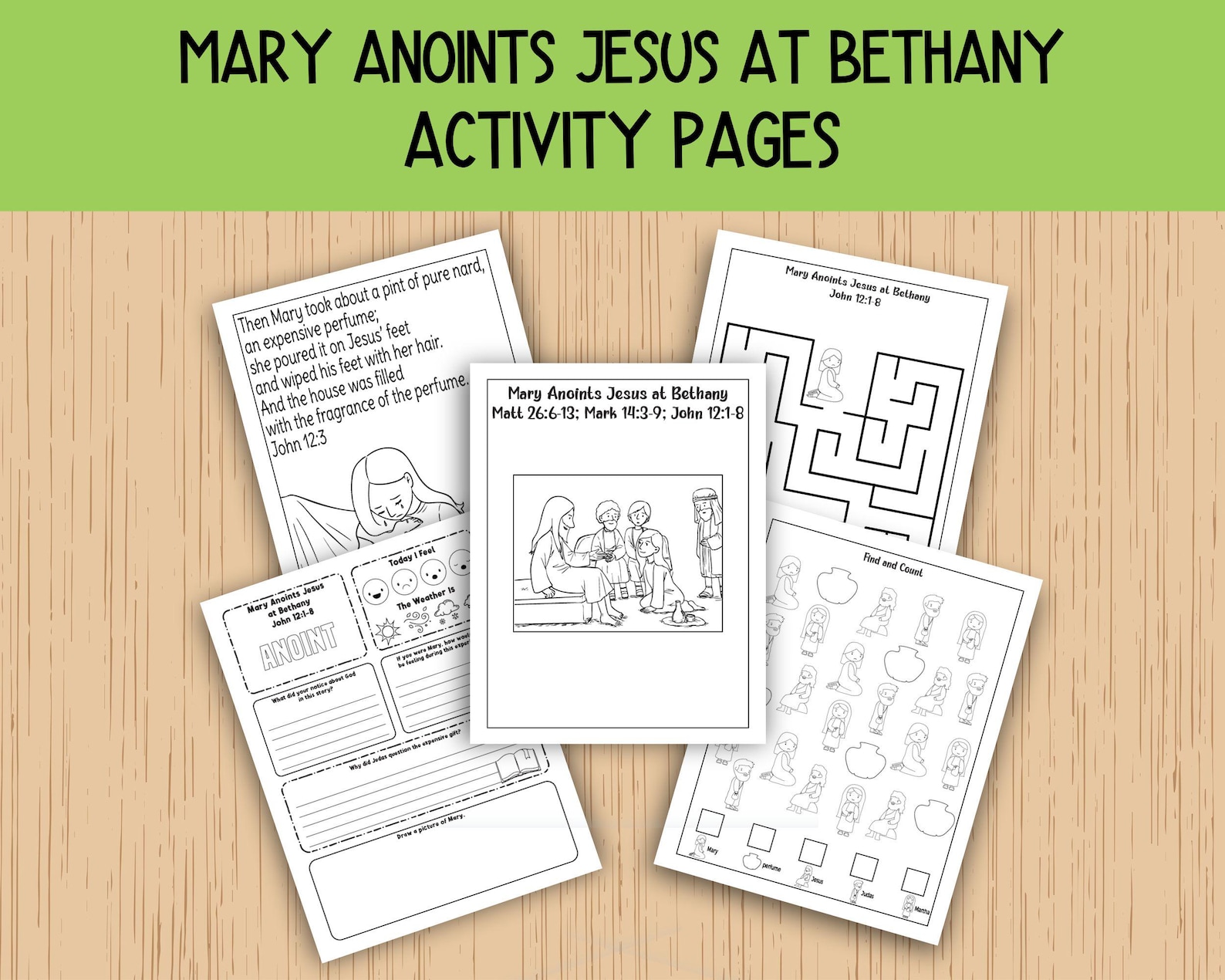 Mary Anoints Jesus at Bethany Activity Pages, Holy Week Activities ...
