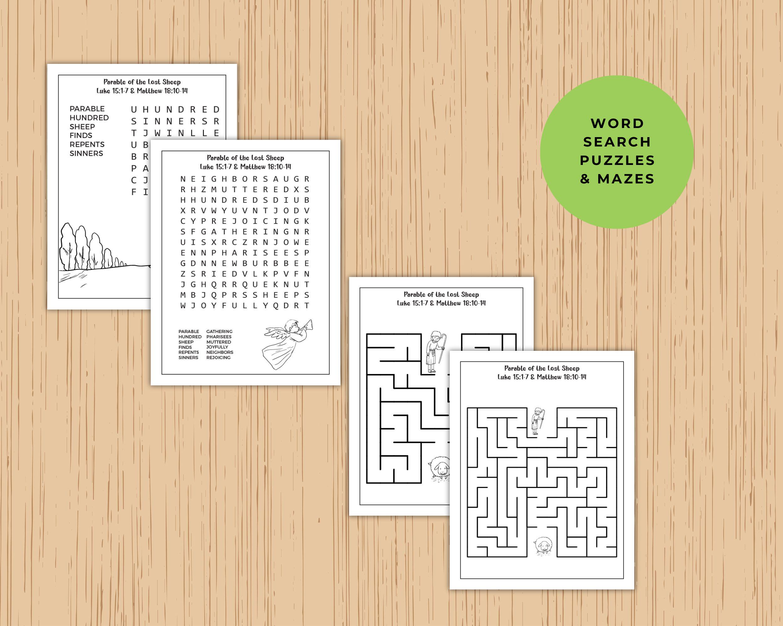 Parable of the Lost Sheep Activity Pages, Sunday School Activities ...