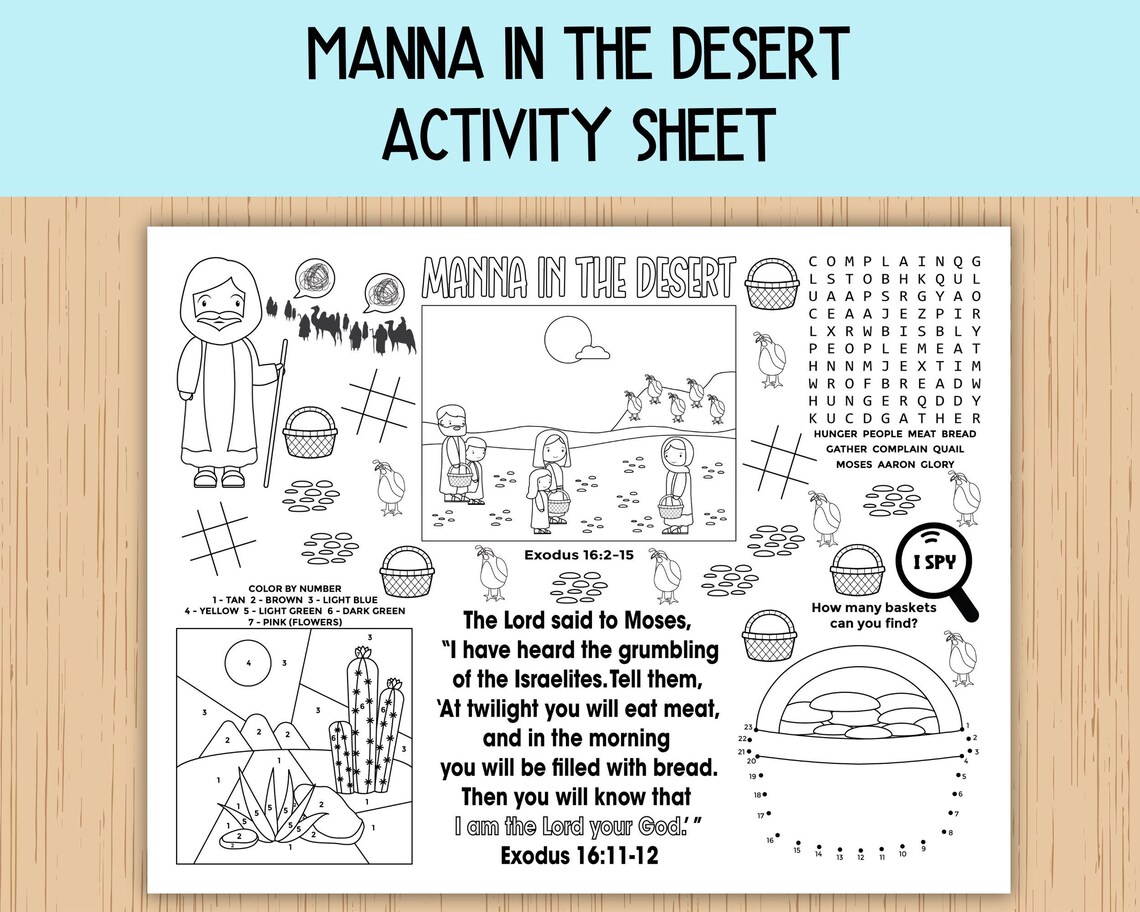 Manna in the Desert Activity Sheet, Lord Provides Manna, Moses in the ...