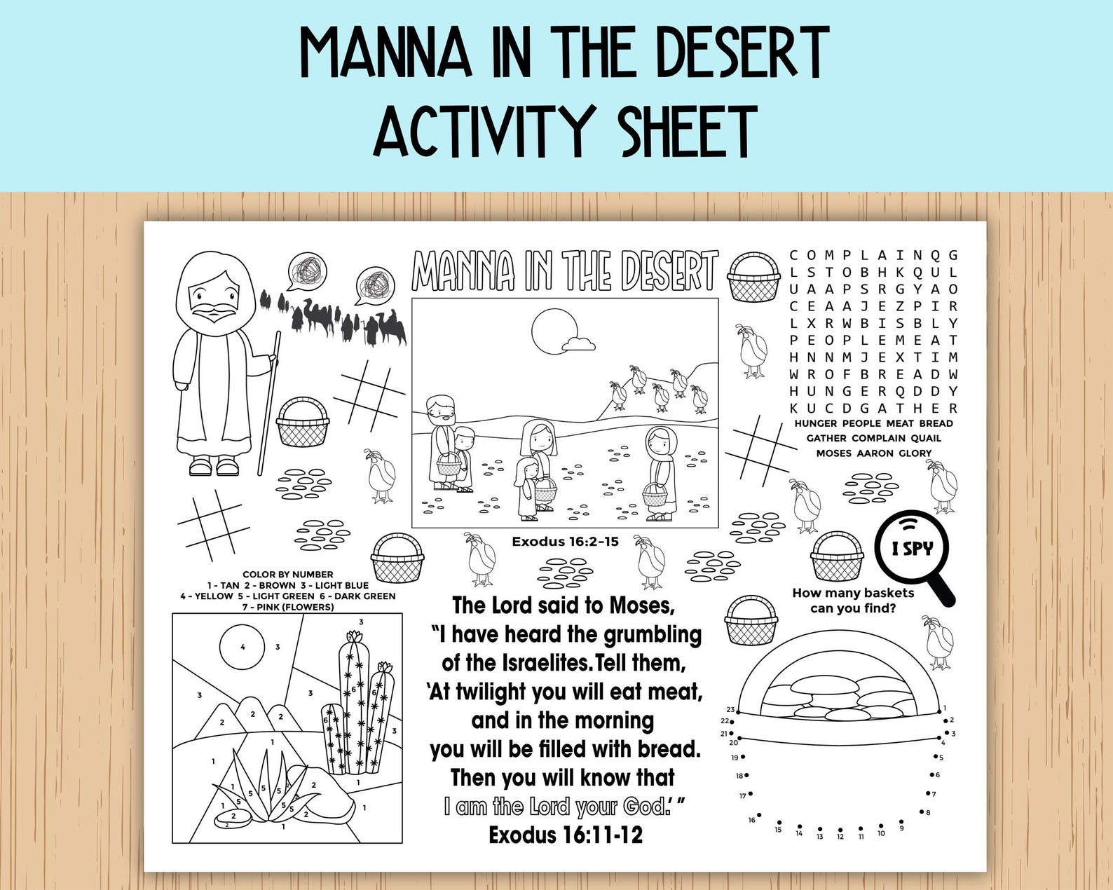 Manna in the Desert Activity Sheet, Lord Provides Manna, Moses in the ...