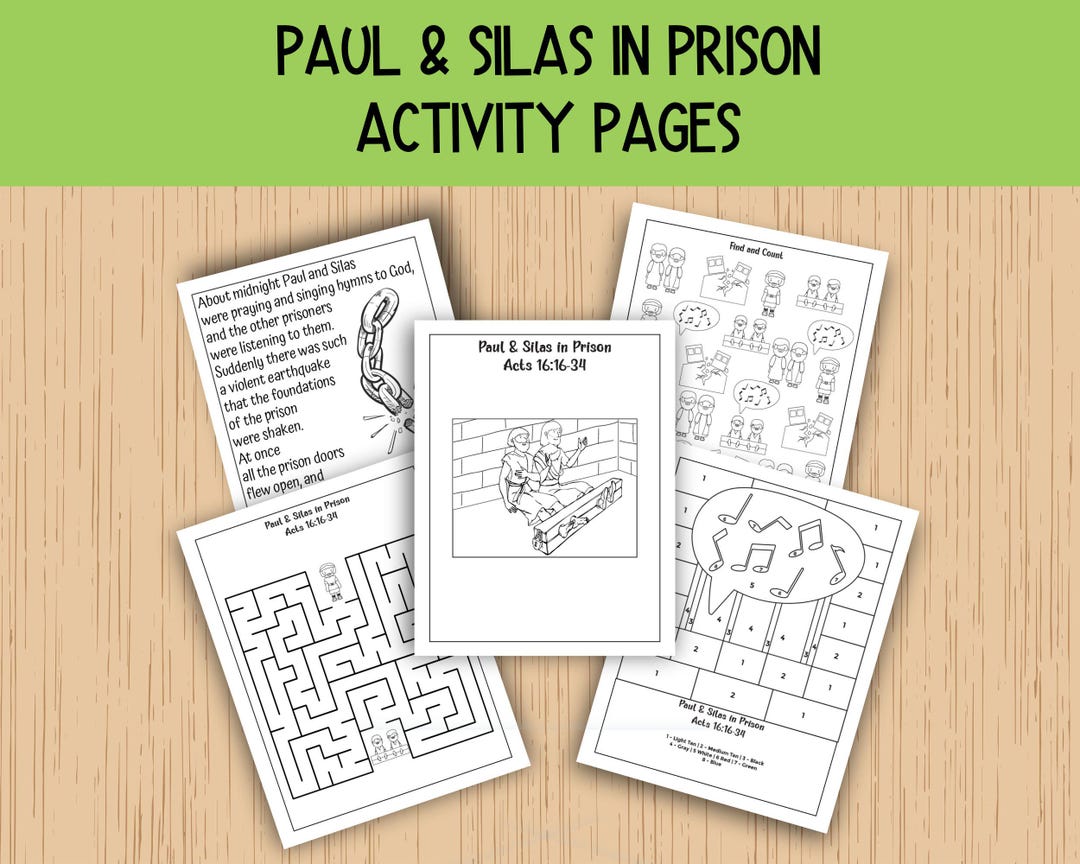 Paul and Silas in Prison Activity Pages, Sunday School Activities ...
