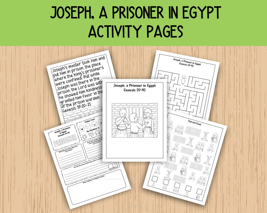 Joseph, A Prisoner in Egypt Activity Pages, Sunday School Activities ...
