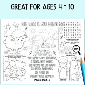 Psalm 23 Activity Sheet, Children's Church Activity, Bible Activity ...