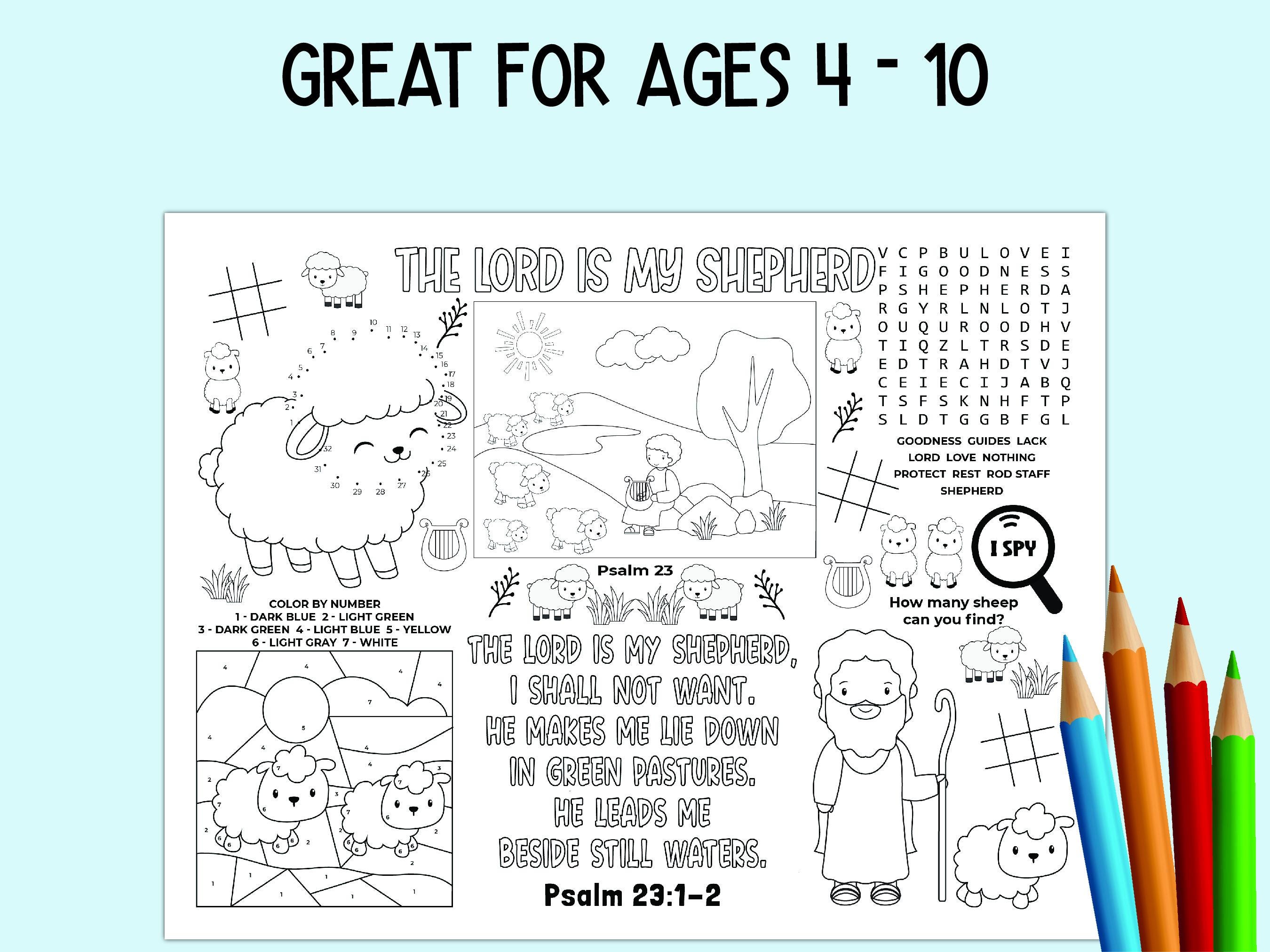 Psalm 23 Activity Sheet, Children's Church Activity, Bible Activity ...