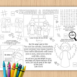 Zechariah and Elizabeth Activity Sheet, Children's Church, Bible ...