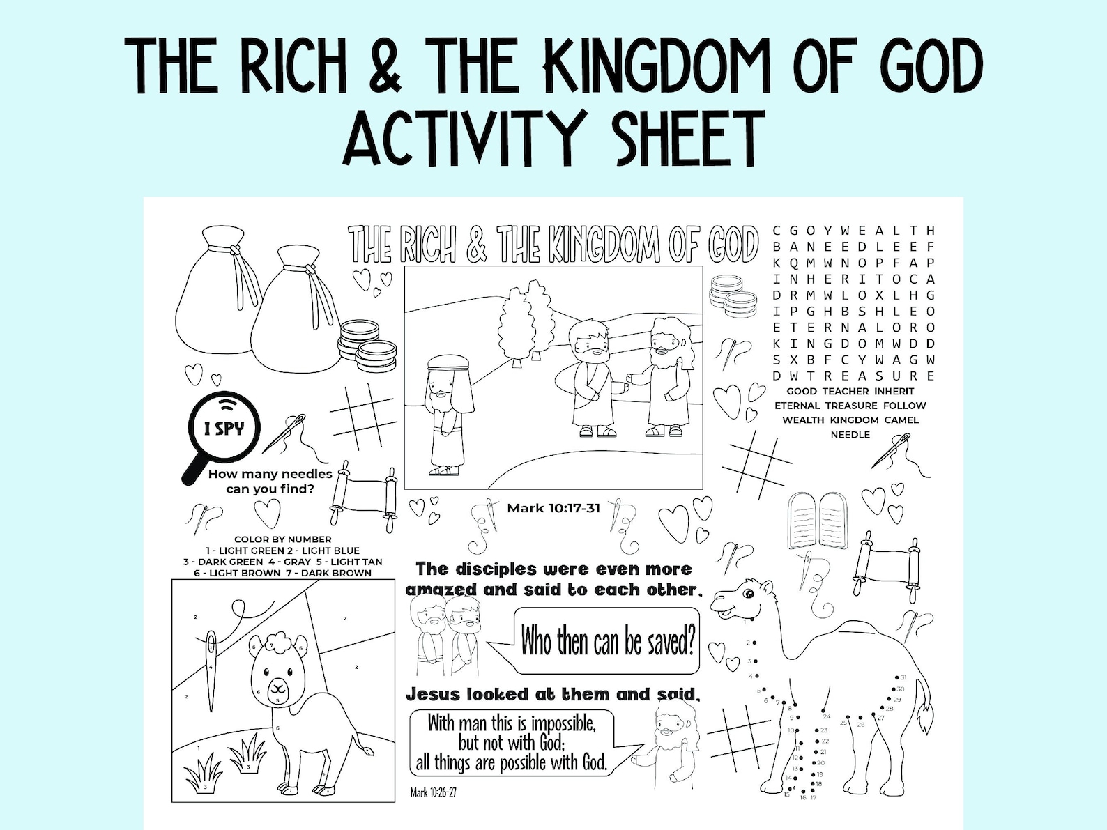 The Rich and the Kingdom of God Activity Sheet, Children's Church ...