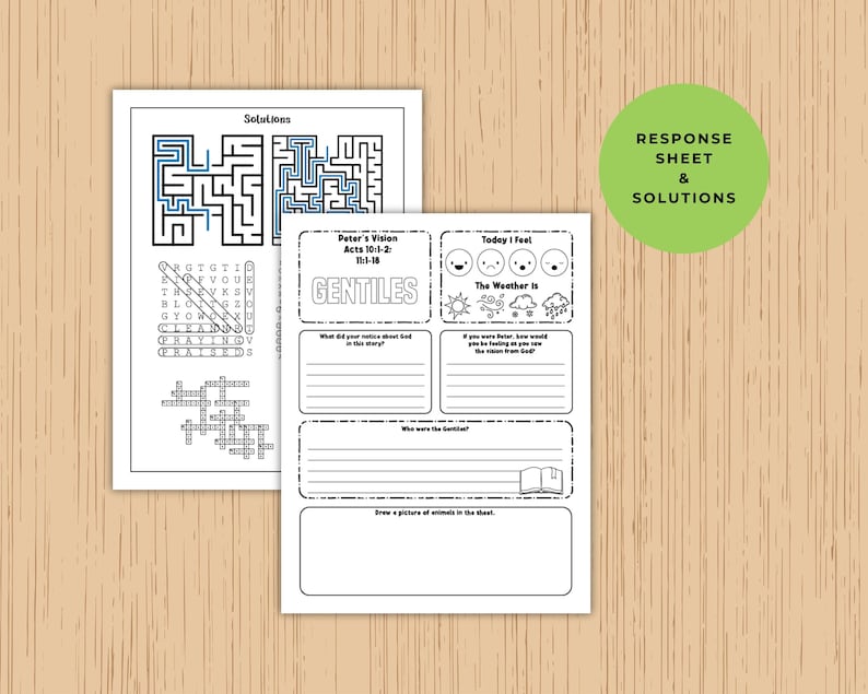 Peter's Vision Activity Pages, Cornelius and Peter, Peter Reports to ...