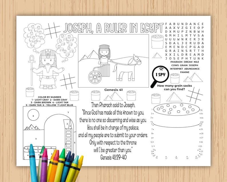 Joseph as A Ruler in Egypt Activity Sheet, Children's Church, Bible ...