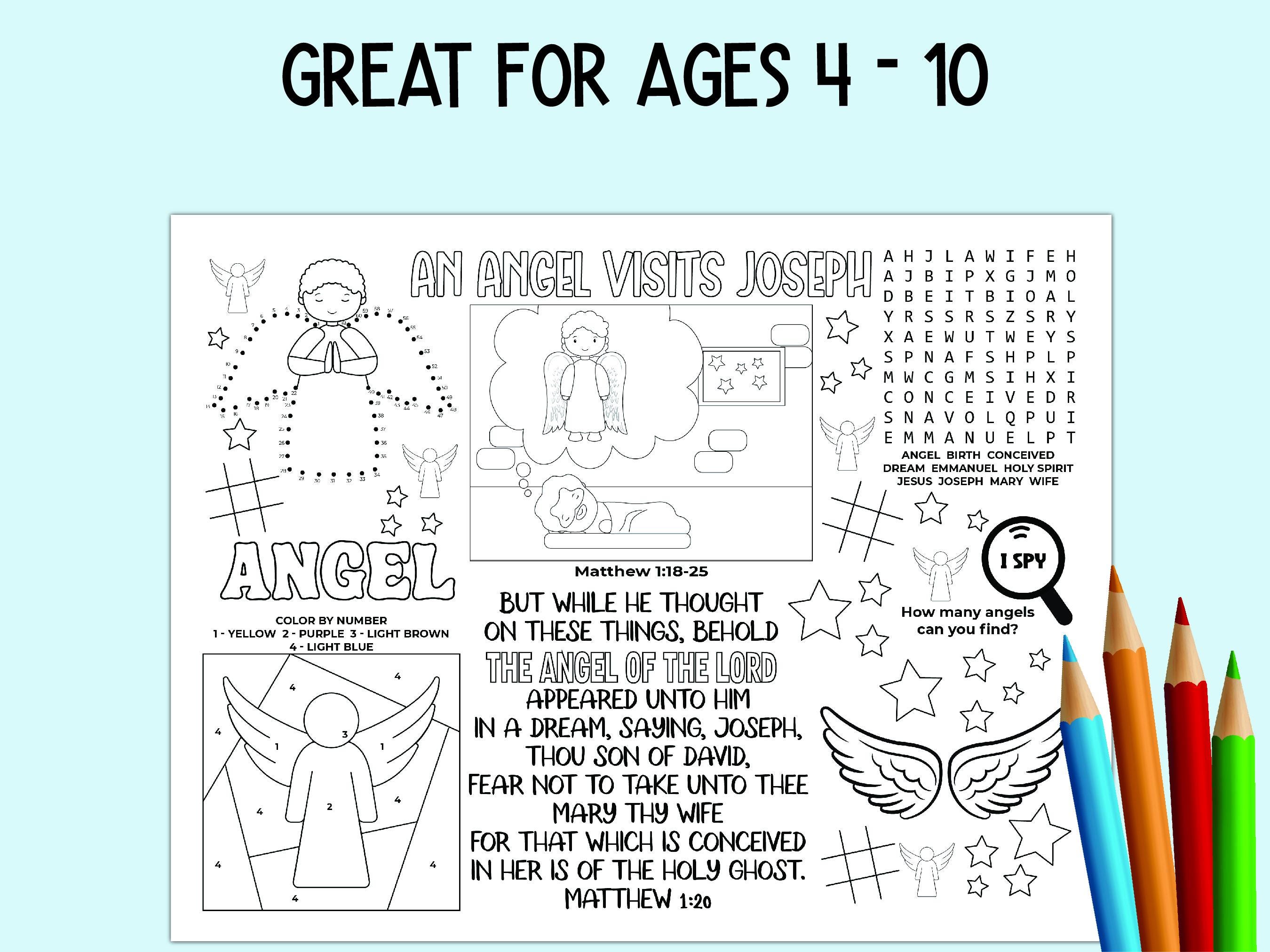 An Angel Visits Joseph Activity Sheet, Children's Church Activity ...