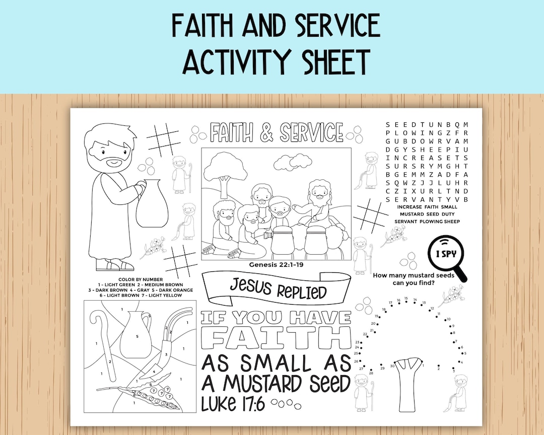 Faith and Service Activity Sheet, "increase Our Faith", Luke 17:5-10 ...