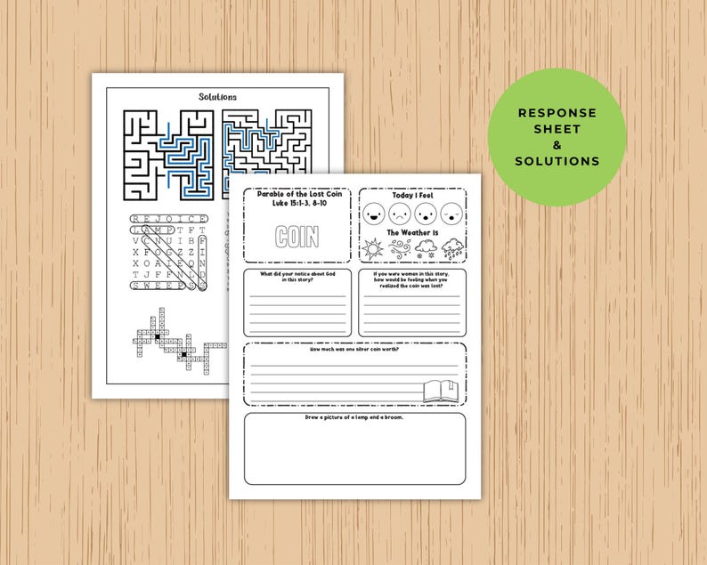 Parable of the Lost Coin Activity Pages, Sunday School Activities ...
