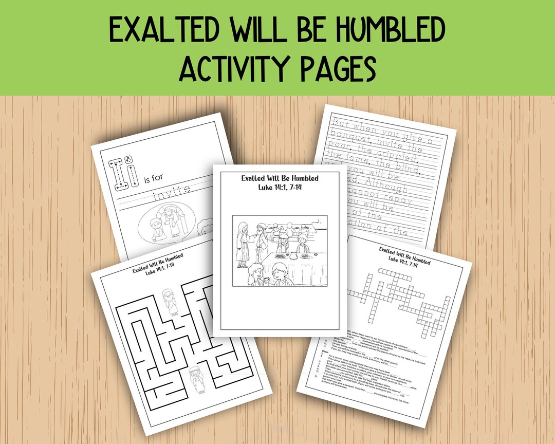 Exalted Will Be Humbled Activity Pages, Jesus at a Pharisee's House ...