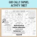 God Calls Samuel Activity Sheet, Samuel Listens, Children's Church ...