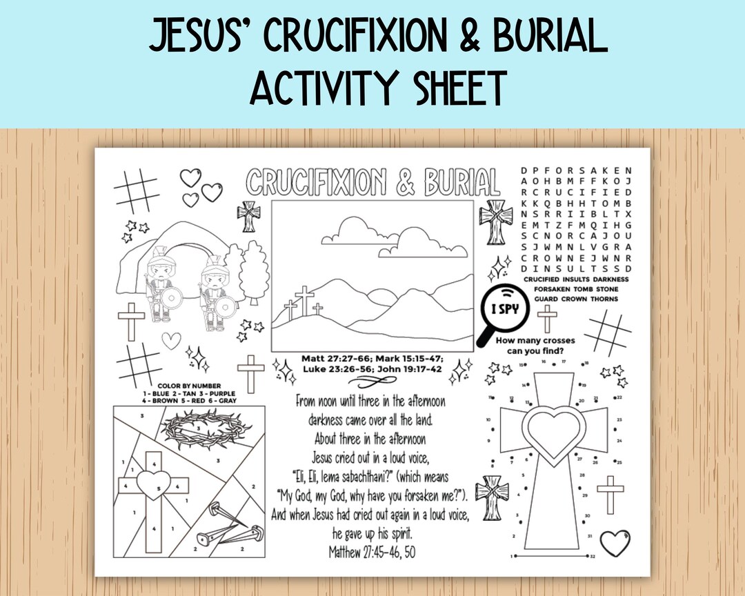 Jesus' Crucifixion and Burial Activity Sheet, Children's Church ...