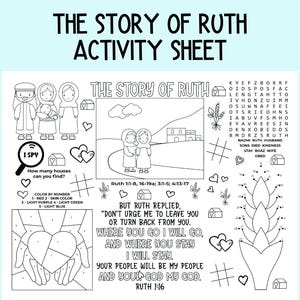 The Story of Ruth Activity Sheet, Children's Church, Bible Activity ...