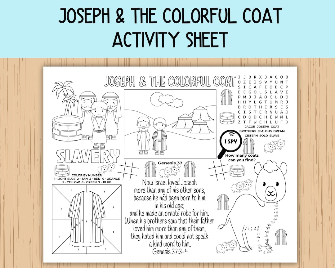 Joseph and the Colorful Coat Activity Sheet, Children's Church, Bible ...
