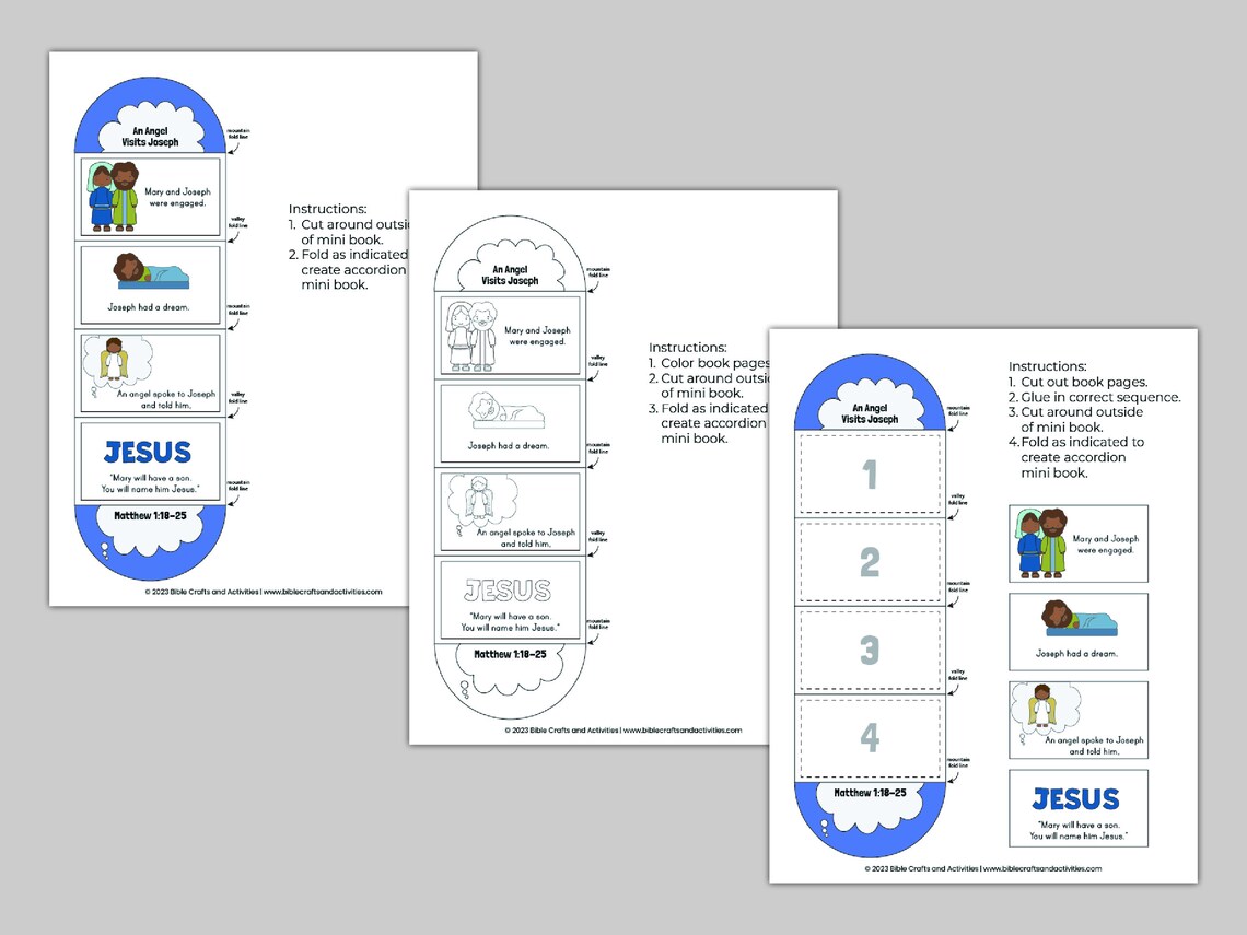 An Angel Visits Joseph Minibook, Matthew 1, Angel Appears to Joseph in ...