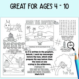 John the Baptist Activity Sheet, Children's Church Activity, Bible ...