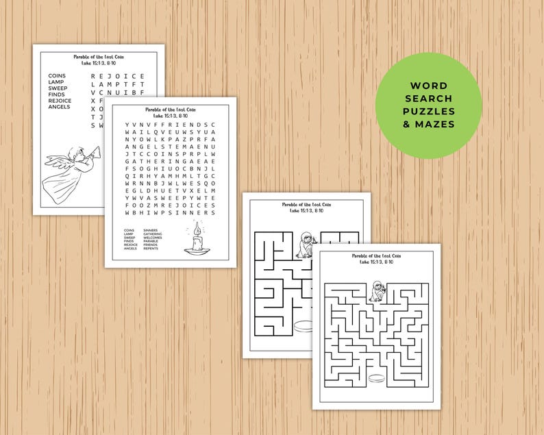 Parable of the Lost Coin Activity Pages, Sunday School Activities ...