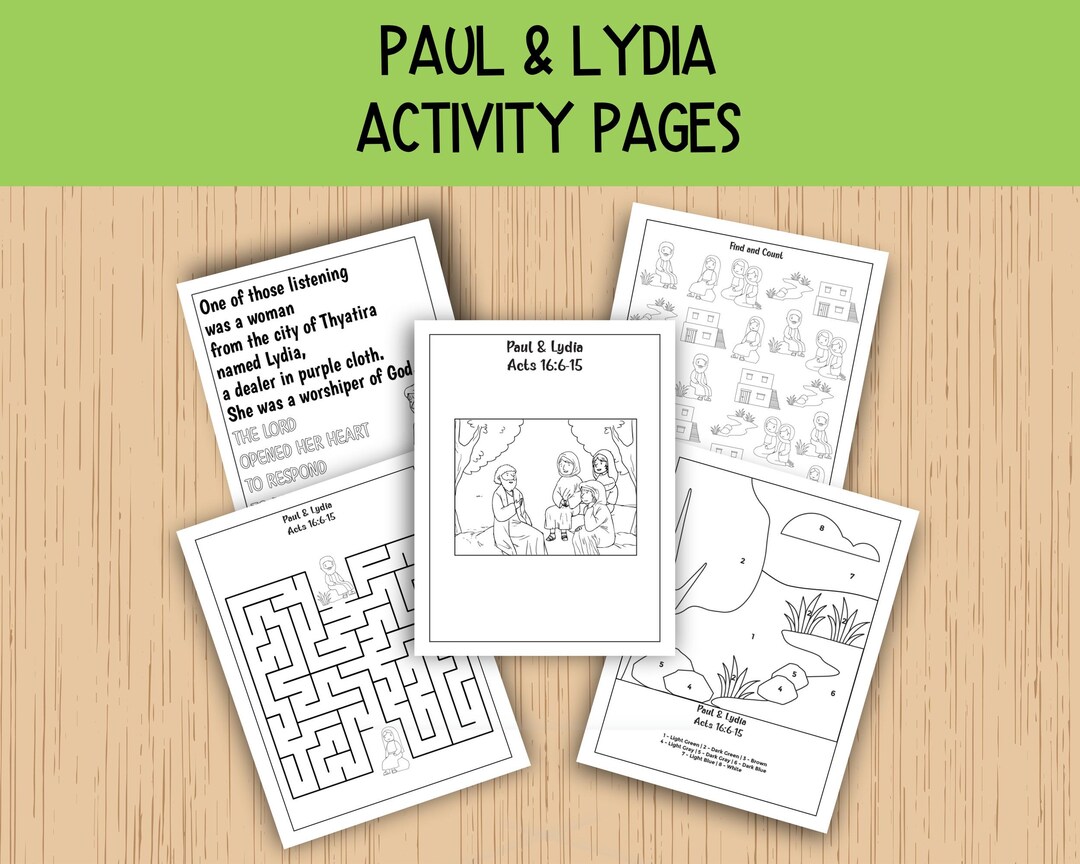 Paul and Lydia Activity Pages, Lydia's Conversion in Philippi, Sunday ...
