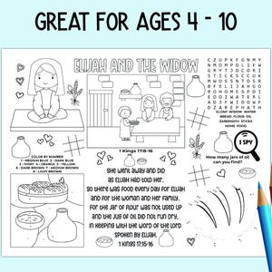 Elijah and the Widow of Zarephath Activity Sheet, Children's Church ...