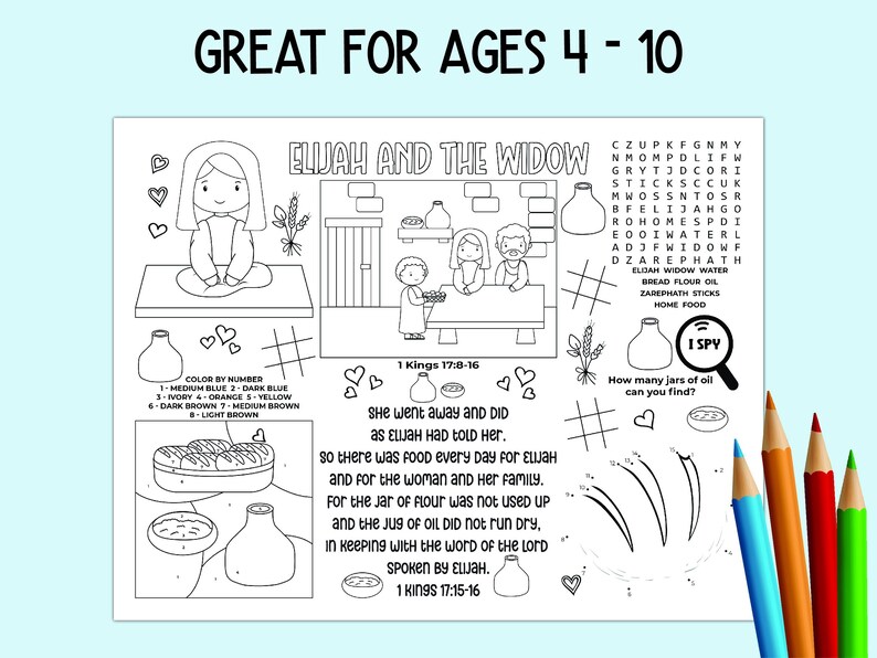 Elijah and the Widow of Zarephath Activity Sheet, Children's Church ...