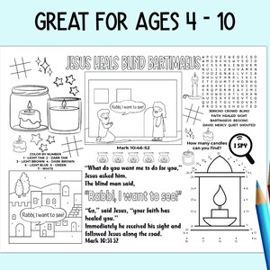 Jesus Heals Blind Bartimaeus Activity Sheet, Children's Church, Bible ...