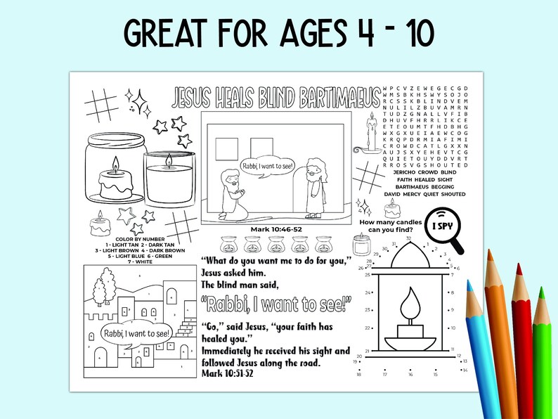 Jesus Heals Blind Bartimaeus Activity Sheet, Children's Church, Bible ...