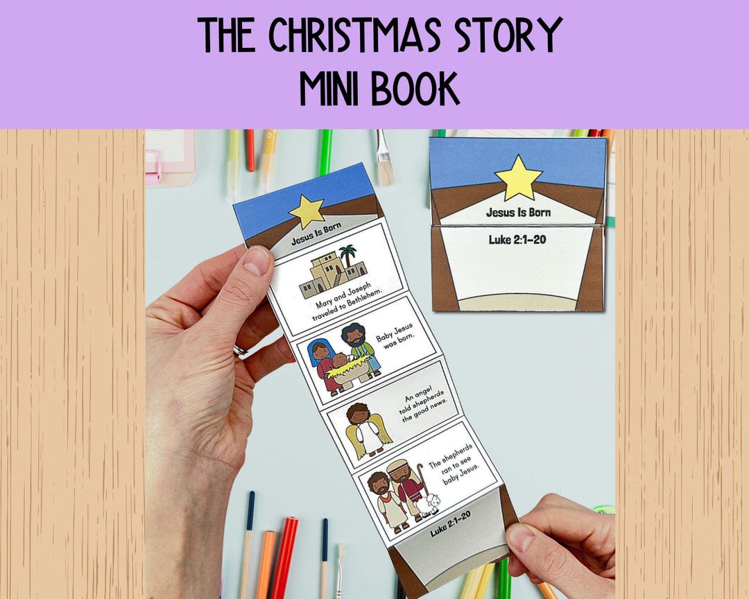 Christmas Story Mini Book, Nativity Story Craft, Sunday School or Bible ...