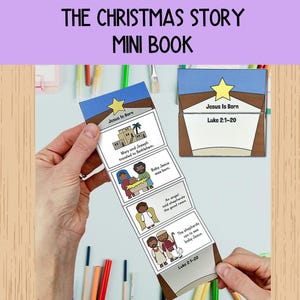 Christmas Story Mini Book, Nativity Story Craft, Sunday School or Bible ...