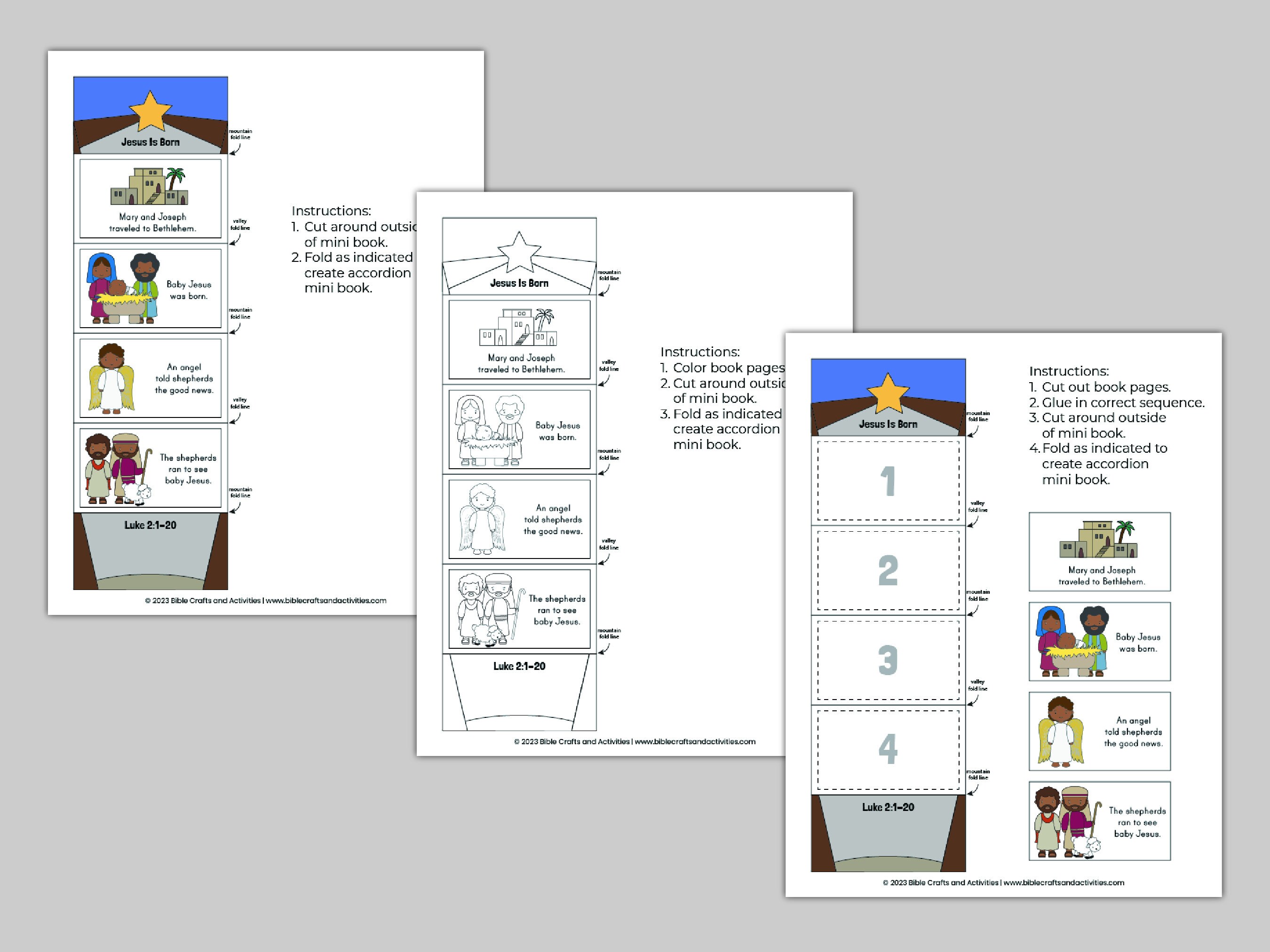 Christmas Story Minibook, Nativity Story Craft, Sunday School or Bible ...