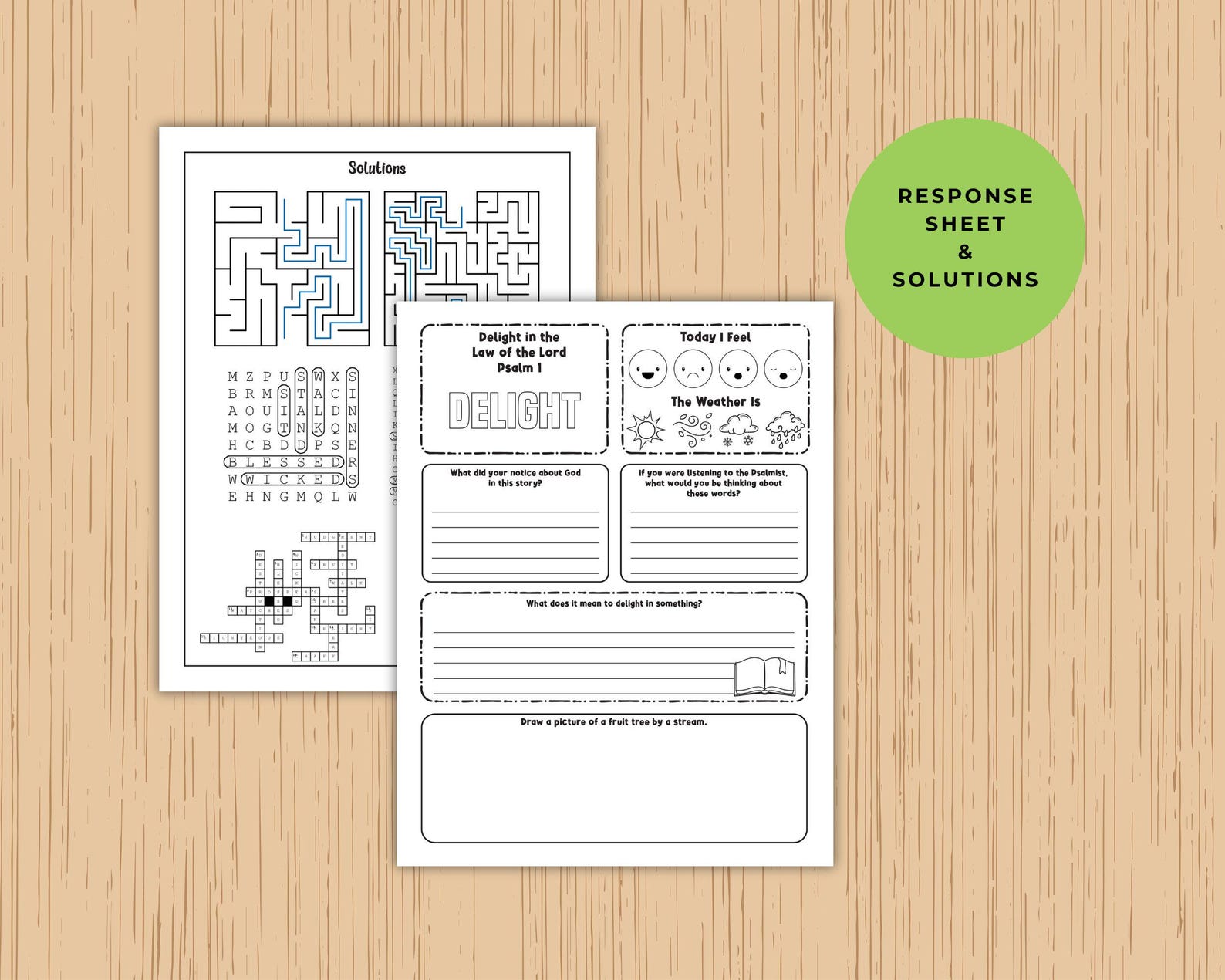 Psalm 1 Activity Pages, Delight in the Law of the Lord, Sunday School ...