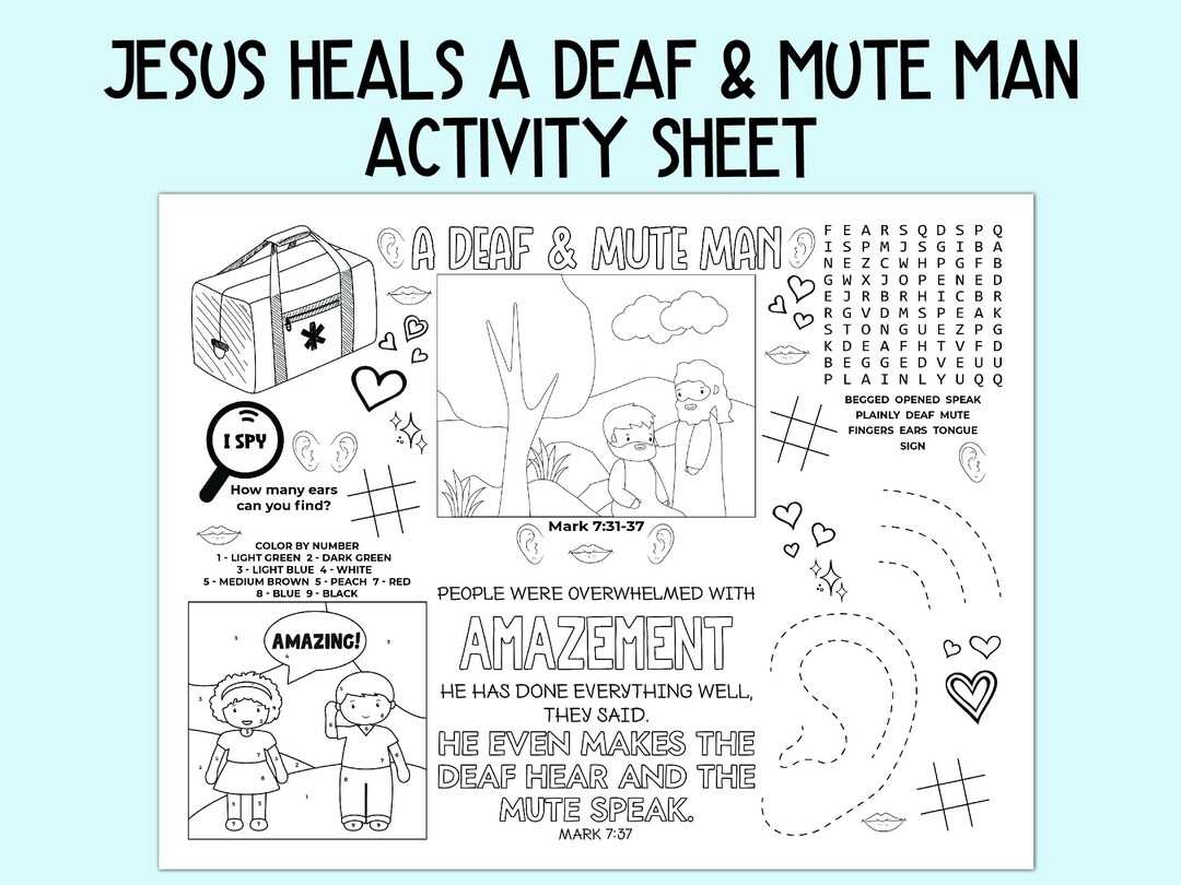 Jesus Heals a Deaf & Mute Man Activity Sheet, Children's Church ...