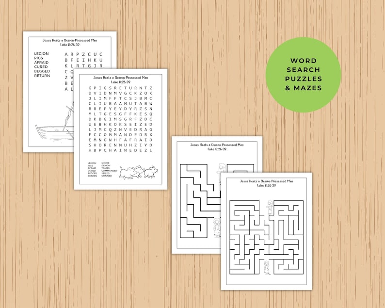 Jesus Heals Demon-possessed Man Activity Pages, Jesus Restores a Man ...