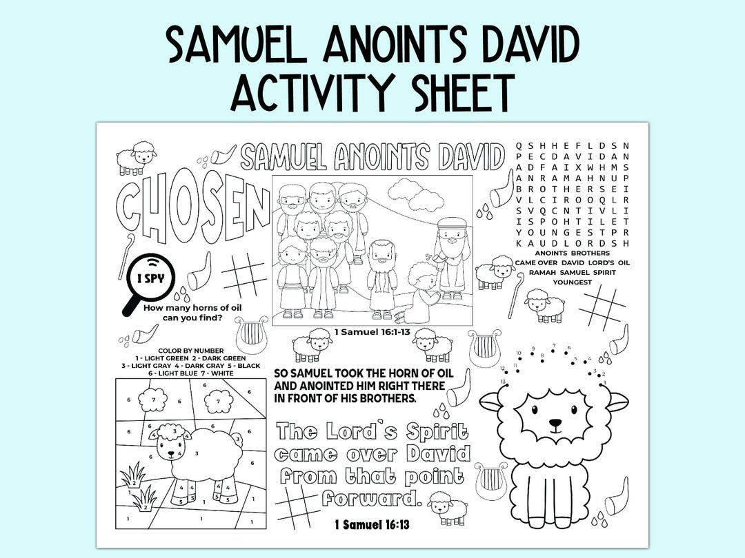 Samuel Anoints David Activity Sheet, Children's Church Activity, Bible ...