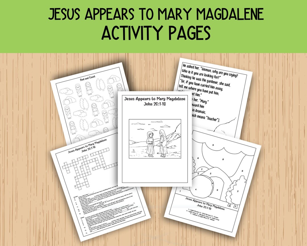 Jesus Appears to Mary Magdalene Activity Pages, Holy Week Activities ...