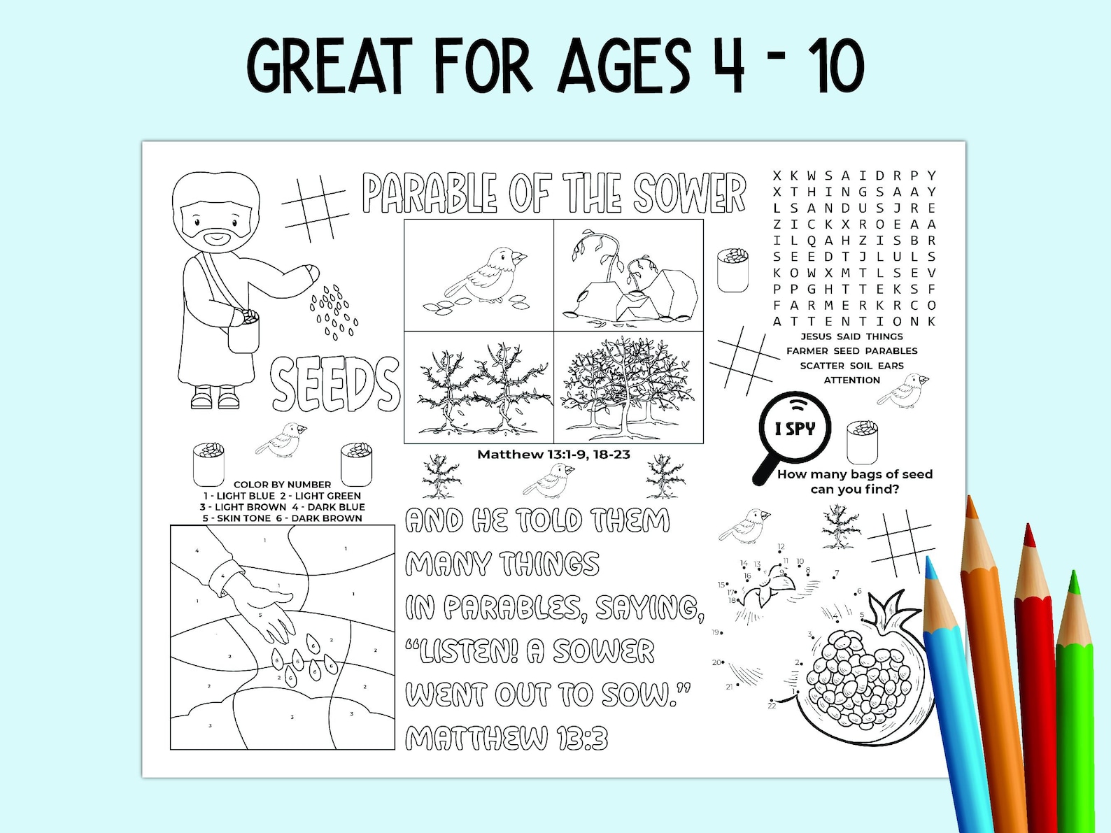 The Parable of the Sower Activity Sheet, Children's Church, Bible ...