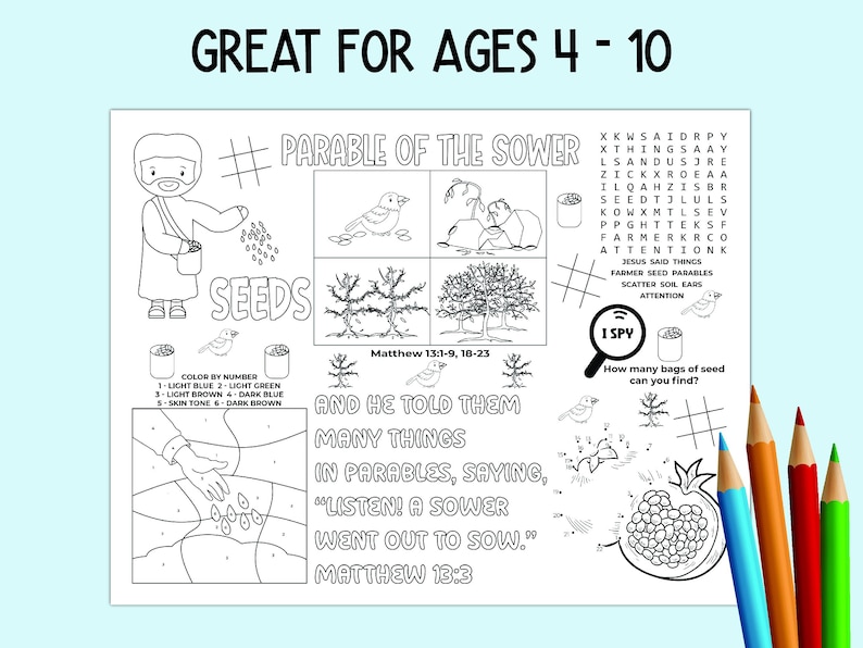 The Parable of the Sower Activity Sheet, Children's Church, Bible ...