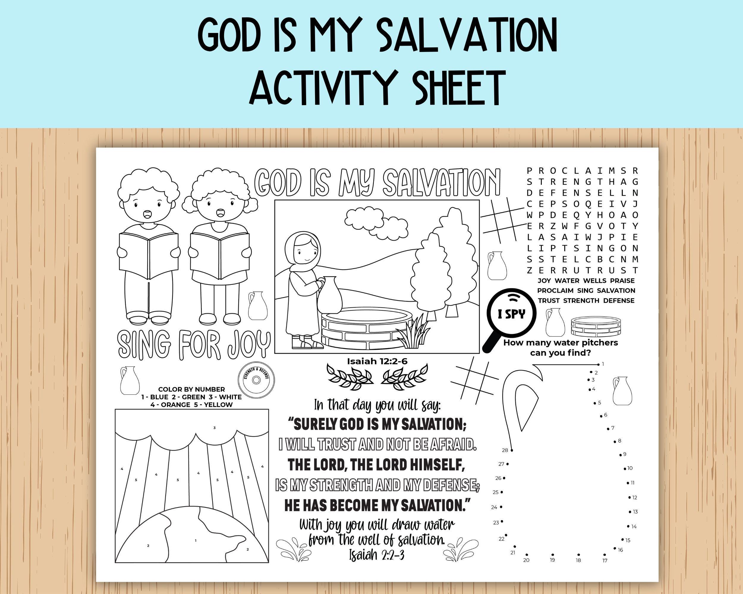 God is My Salvation Activity Sheet, Children's Church, Bible Activity ...