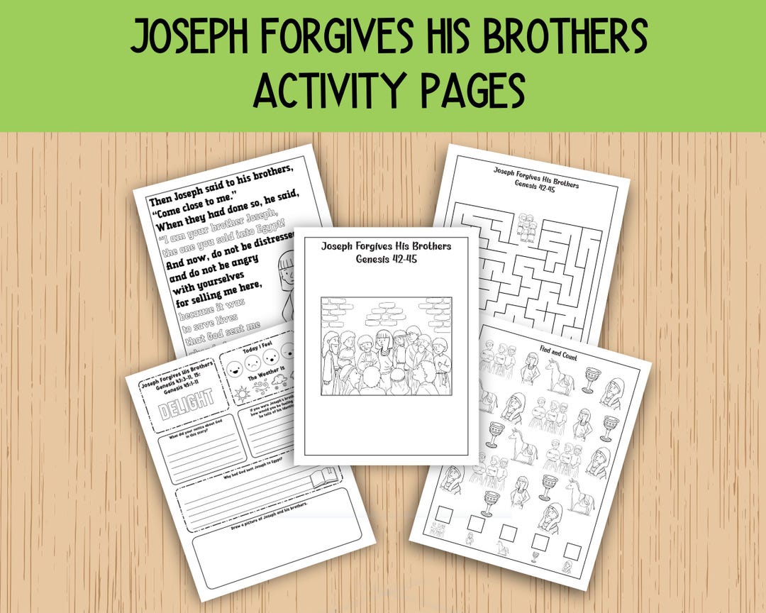 Joseph Forgives His Brothers Activity Pages, Sunday School Activities ...