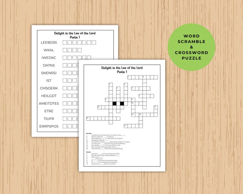 Psalm 1 Activity Pages, Delight in the Law of the Lord, Sunday School ...