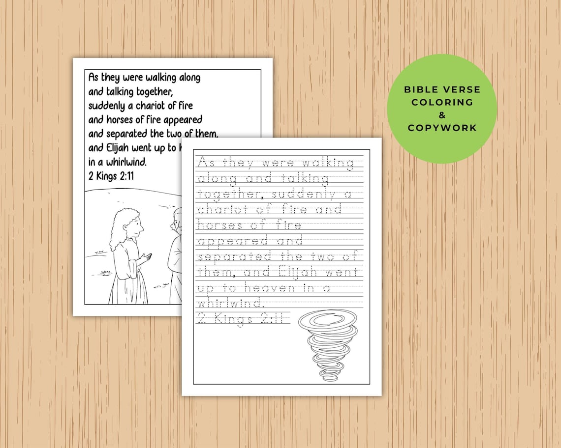 Elijah Taken to Heaven Activity Pages, Elijah and Chariot of Fire ...