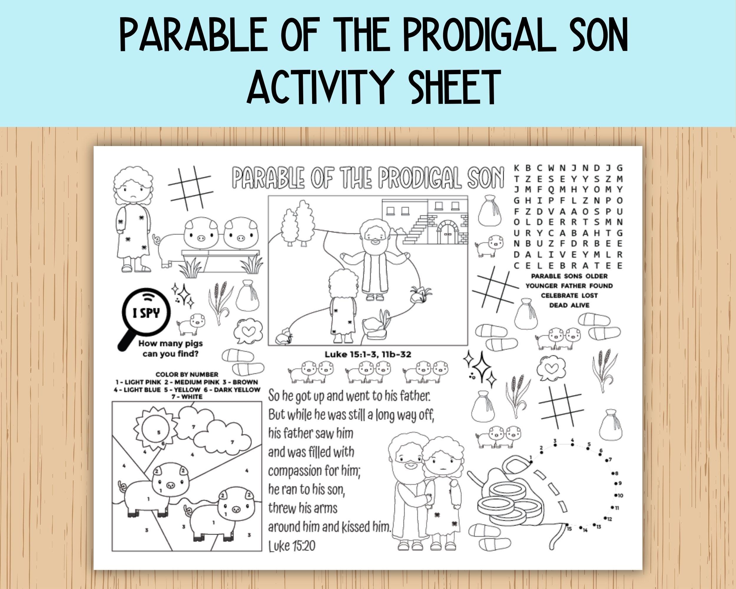 Parable of the Prodigal Son Activity Sheet, Children's Church, Bible ...