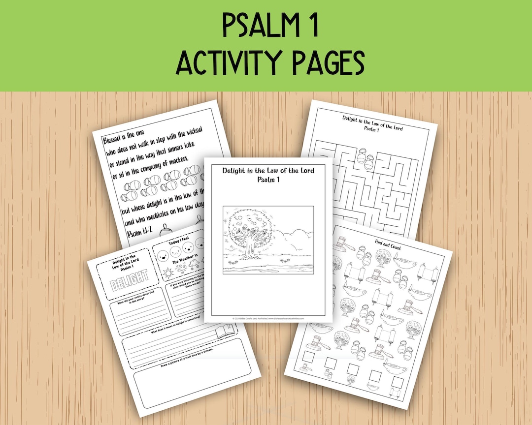 Psalm 1 Activity Pages, Delight in the Law of the Lord, Sunday School ...
