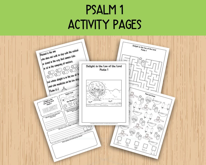 Psalm 1 Activity Pages, Delight in the Law of the Lord, Sunday School ...