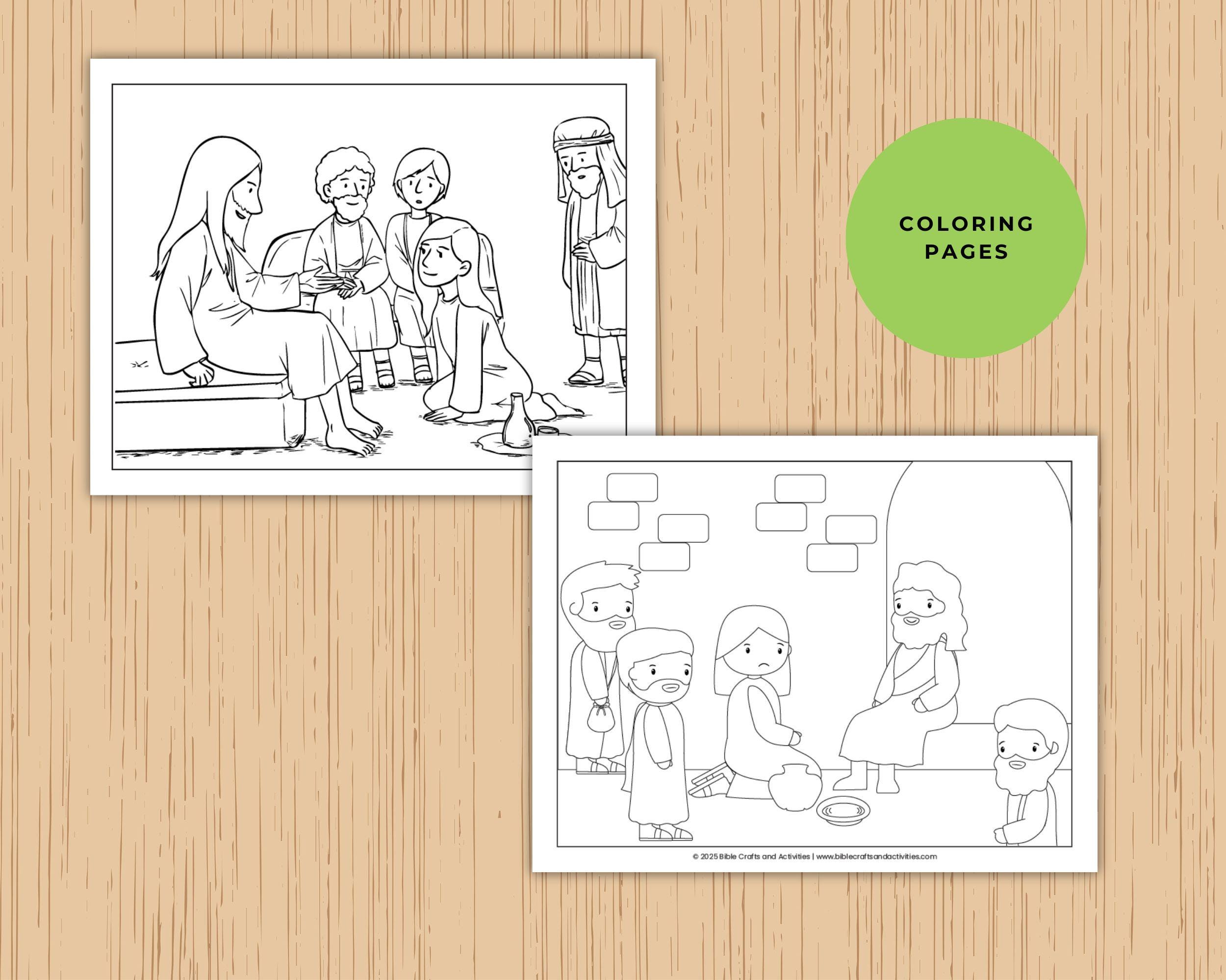 Mary Anoints Jesus at Bethany Activity Pages, Holy Week Activities ...