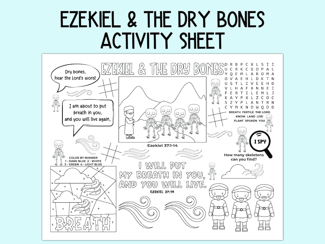 Ezekiel and the Dry Bones Activity Sheet, Children's Church Activity ...