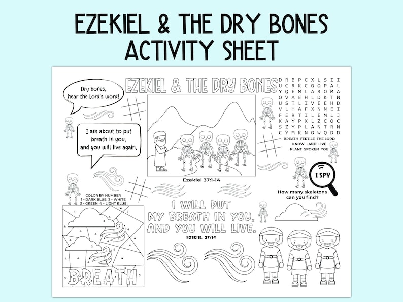 Ezekiel and the Dry Bones Activity Sheet, Children's Church Activity ...